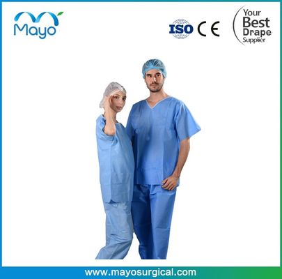 Blue 30gsm 40gsm Surgical Scrub Suits Light Blue Scrub Suit