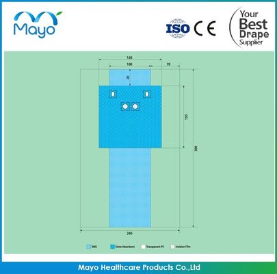 PP PE Femoral Angiography Drape Disposable Surgical Drapes With 4 Hole